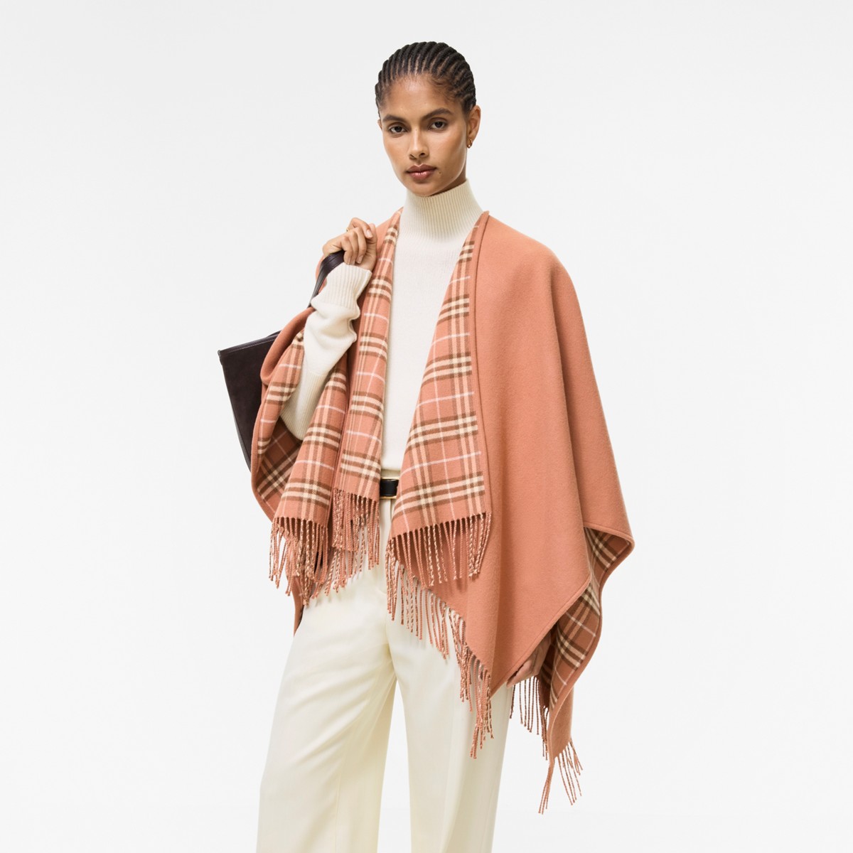 BURBERRY Reversible Check Wool Cape